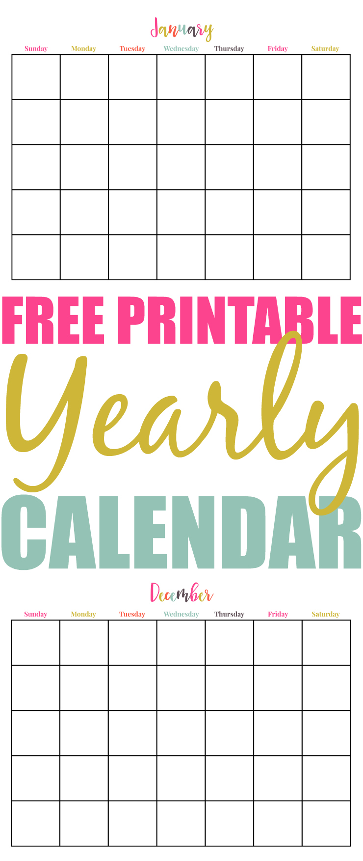 Free Yearly Printable Calendar