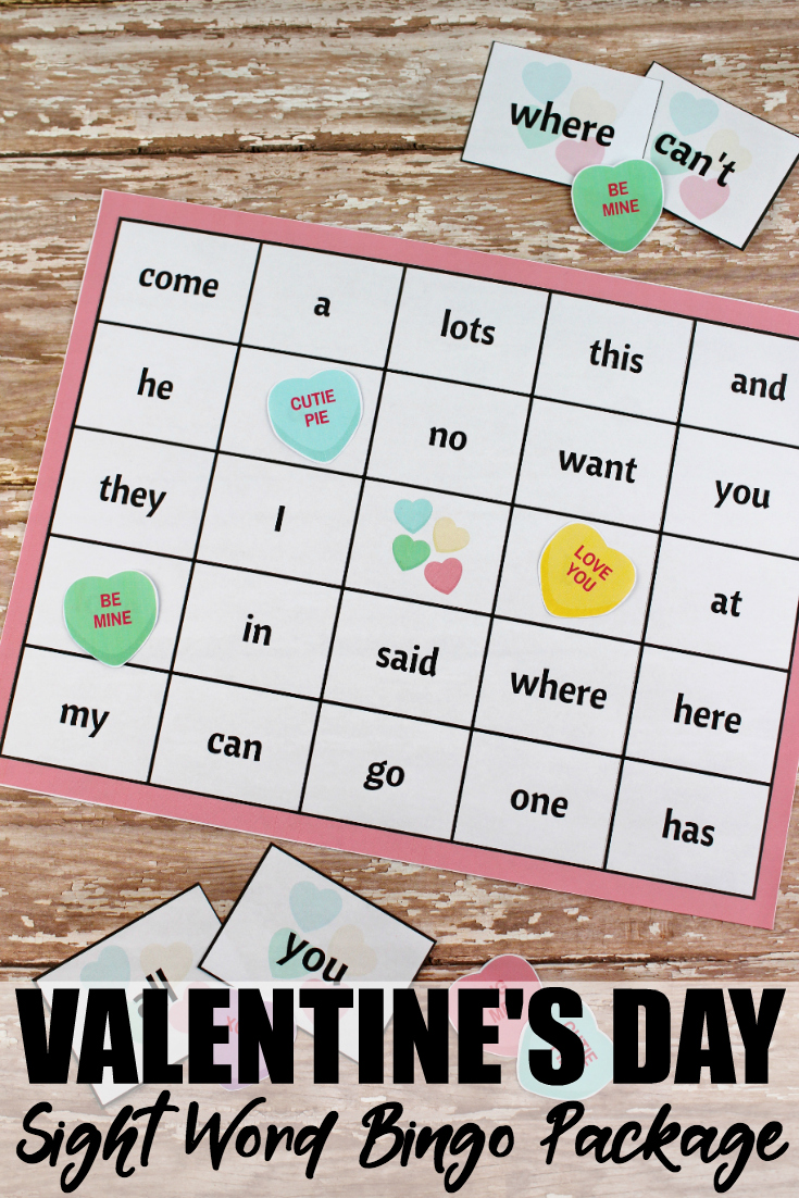 Valentine's Day Sight Word Bingo FREE Printable Package