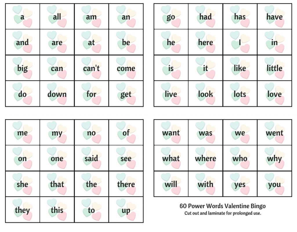 Valentine's Day Sight Word Bingo FREE Printable Package