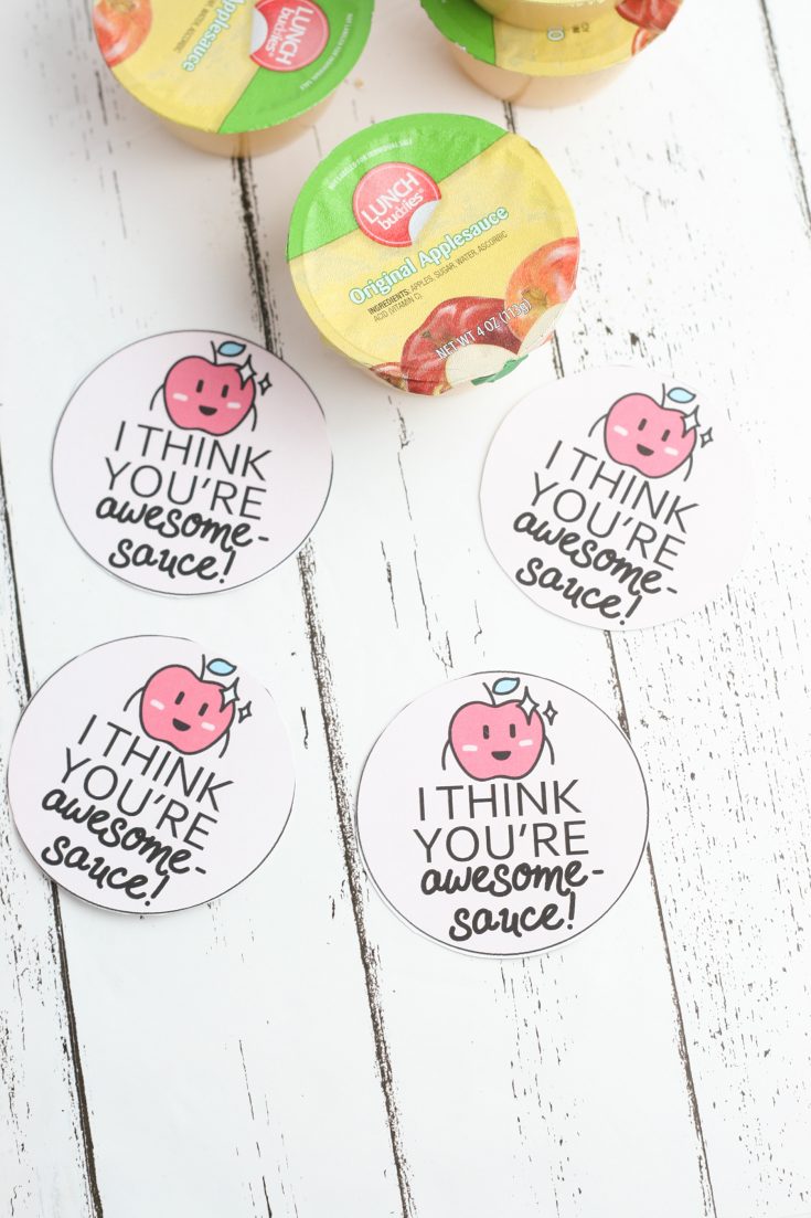 I Think You're Awesome-Sauce Valentine Applesauce Cups