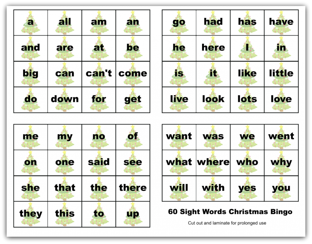 Sight Words Christmas Bingo Printable Package - Extreme Couponing Mom