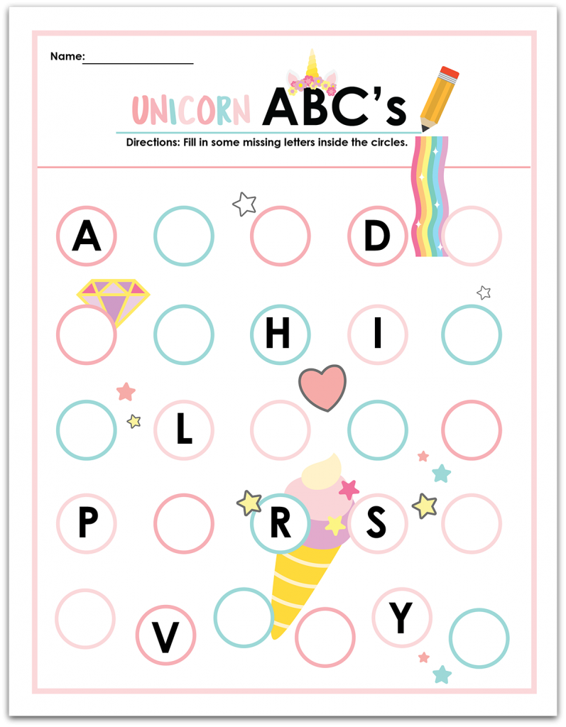Unicorn Alphabet Activity Pack - Extreme Couponing Mom