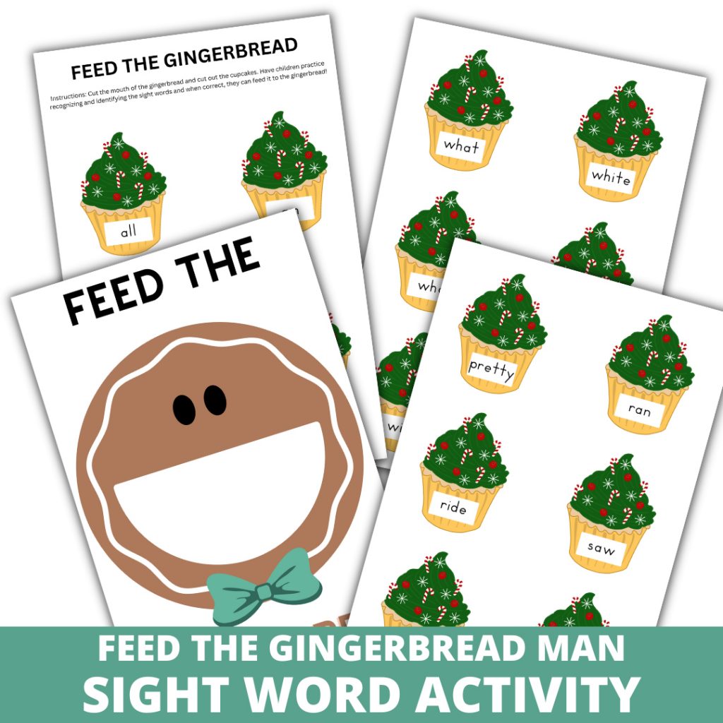 Feed The Gingerbread Man Sight Words Activity