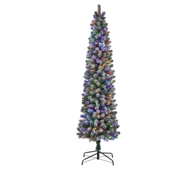 NOMA Pre-Lit Bennett Pencil Christmas Tree, 200 Colour-Changing LED ...